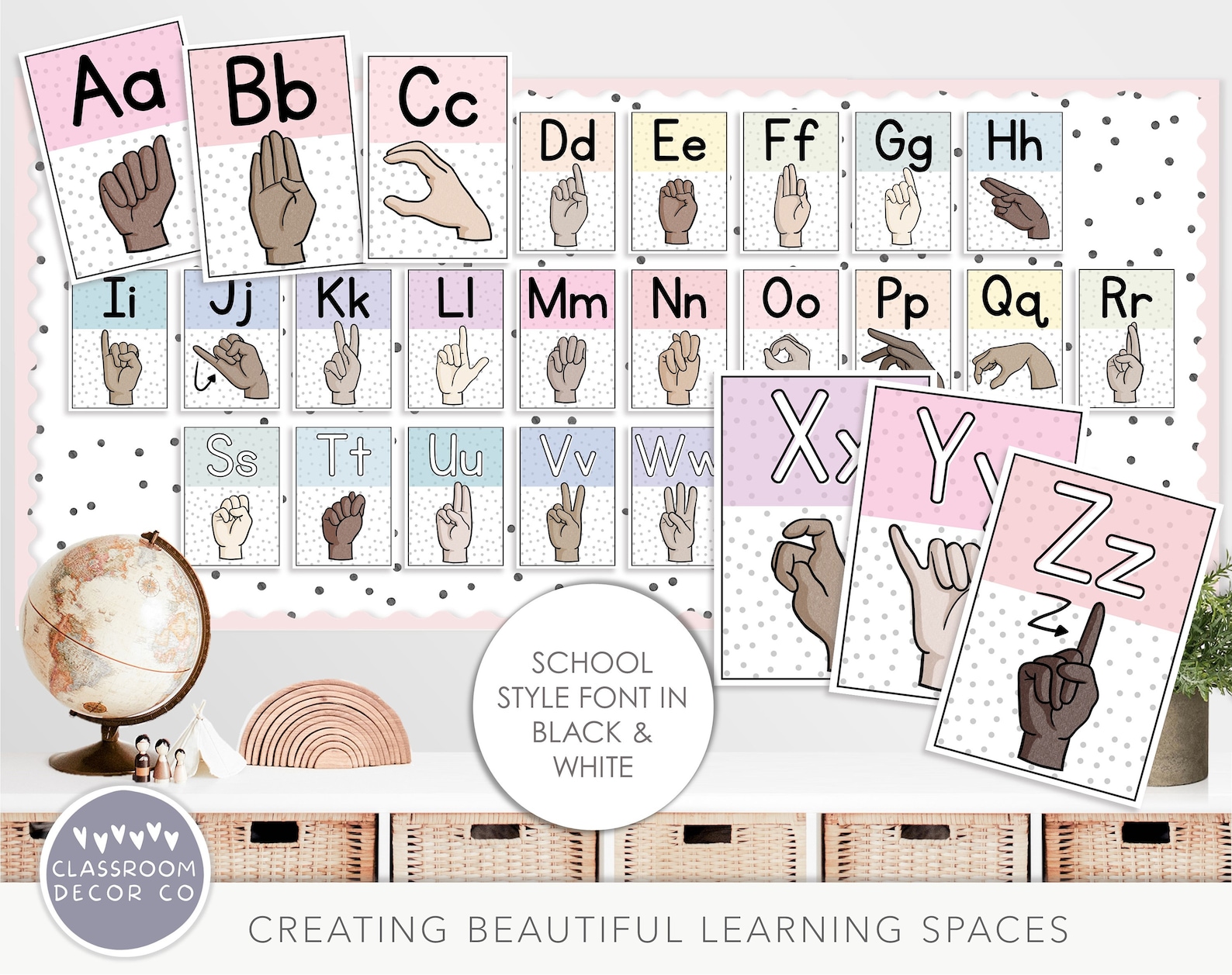 PASTEL CUTIE American Sign Language Posters, ASL Display, Inclusive ...