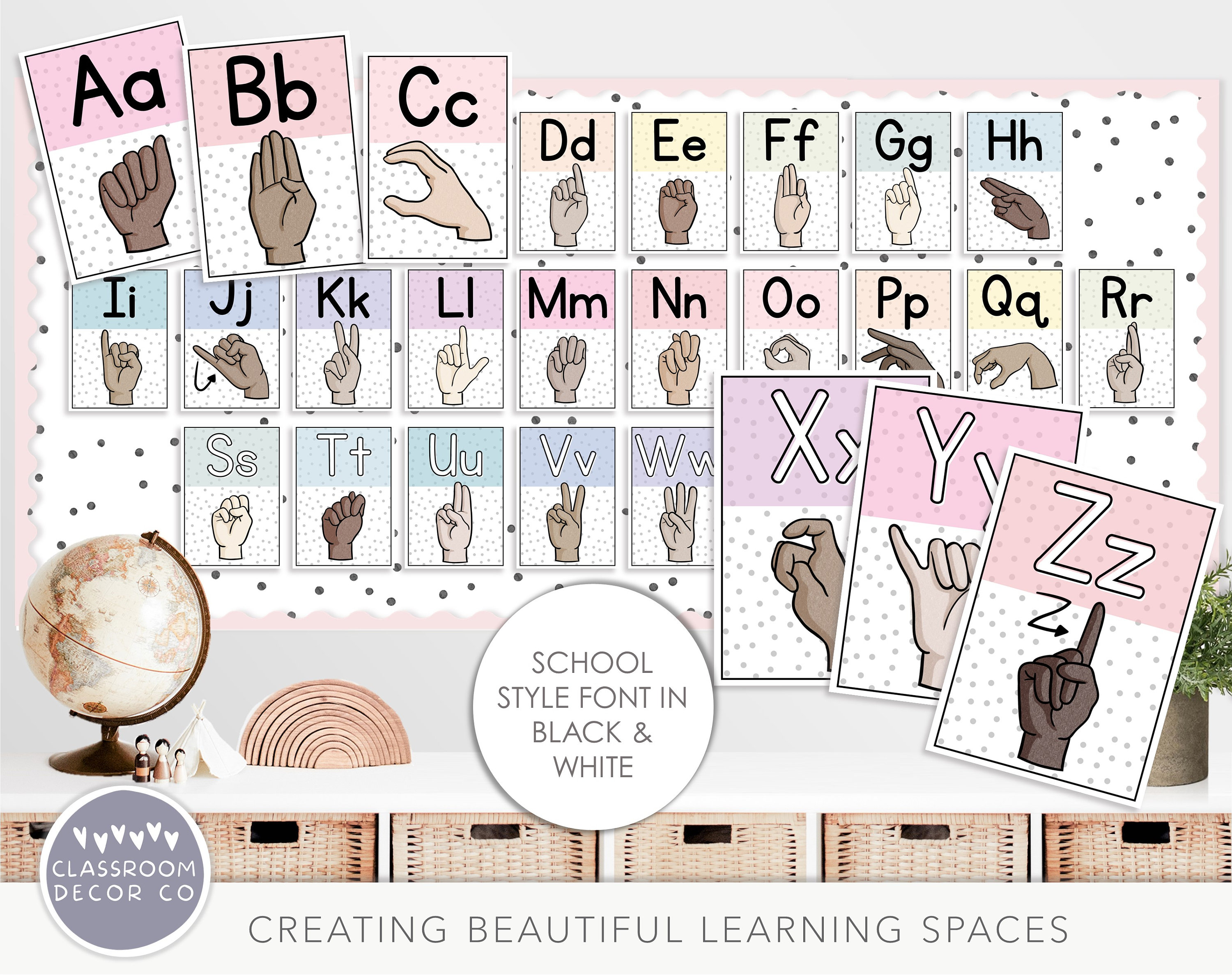 PASTEL CUTIE American Sign Language Posters, ASL Display, Inclusive ...