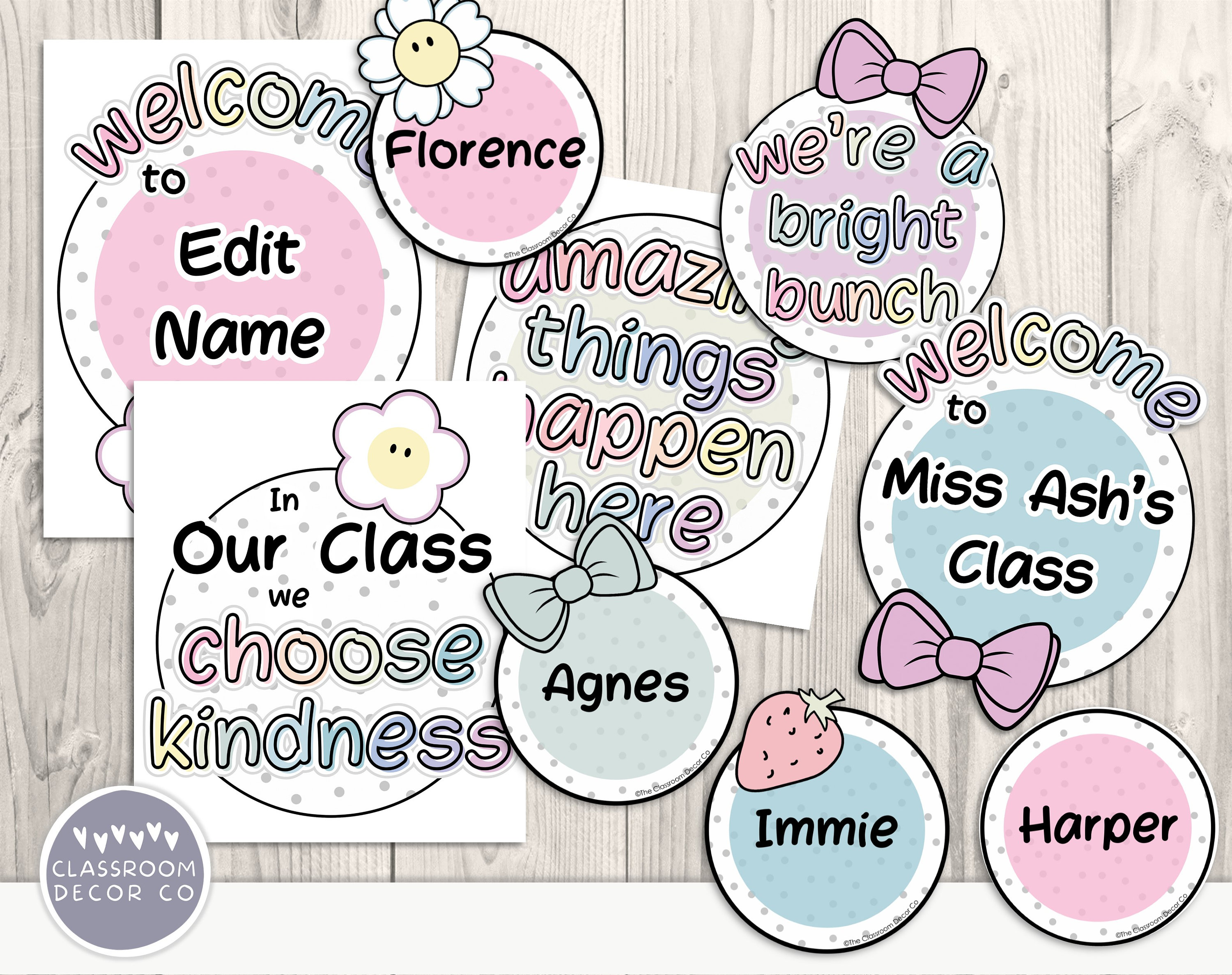 PASTEL CUTIE Classroom Door Display, Customizable Display, Welcome to ...