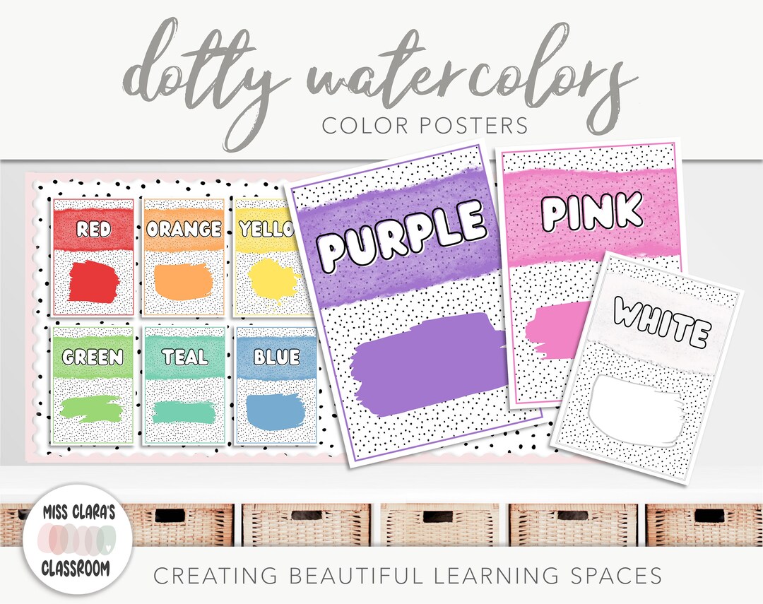 DOTTY WATERCOLOR Color Posters Colour Posters Classroom - Etsy