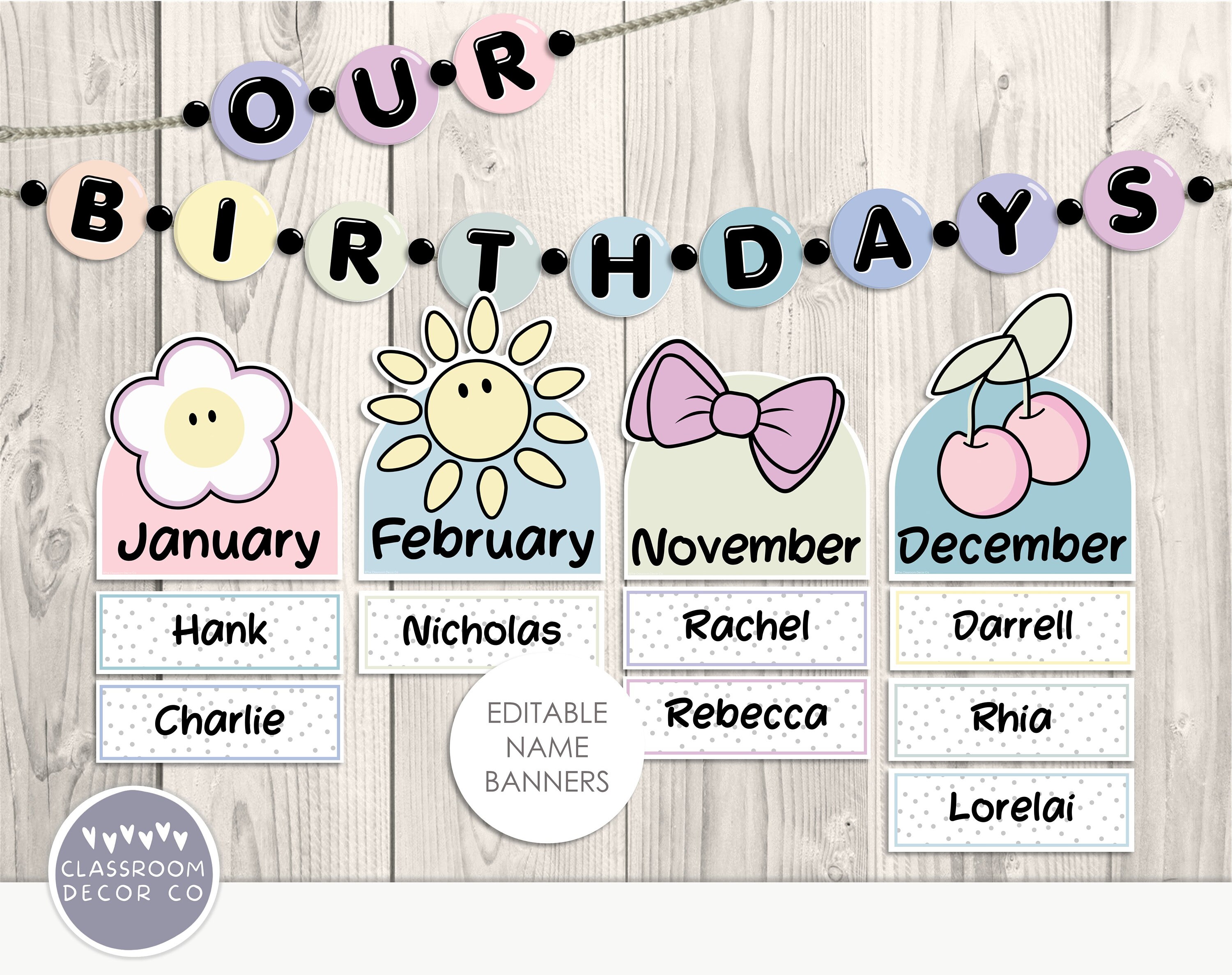 PASTEL CUTIE Illustrated Birthday Display Celebration - Etsy