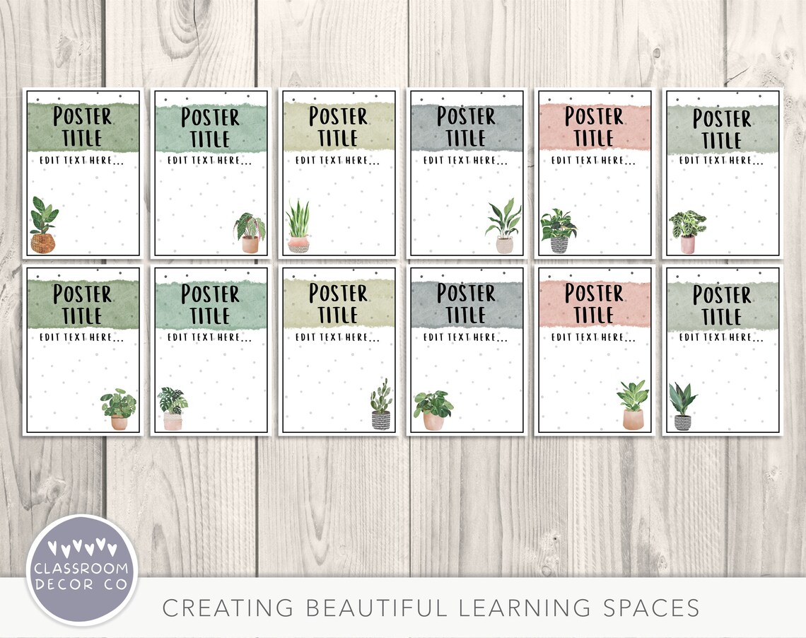 PLANTS & FOLIAGE Editable Classroom Posters Modern Plants - Etsy