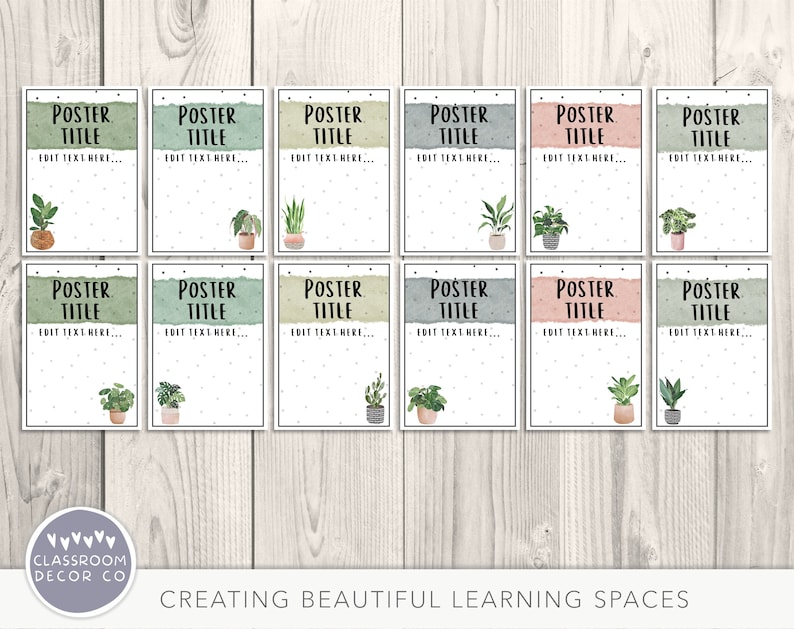PLANTS & FOLIAGE Editable Classroom Posters Modern Plants - Etsy