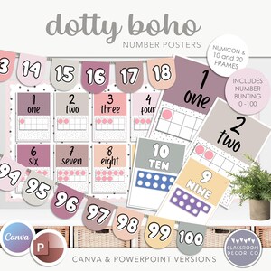 DOTTY BOHO Number Posters, Tens Frames Number Posters, Numicon Display ...