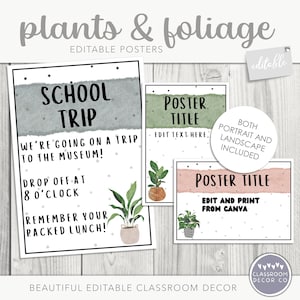 PLANTS & FOLIAGE Editable Classroom Posters, Modern Plants Classroom ...