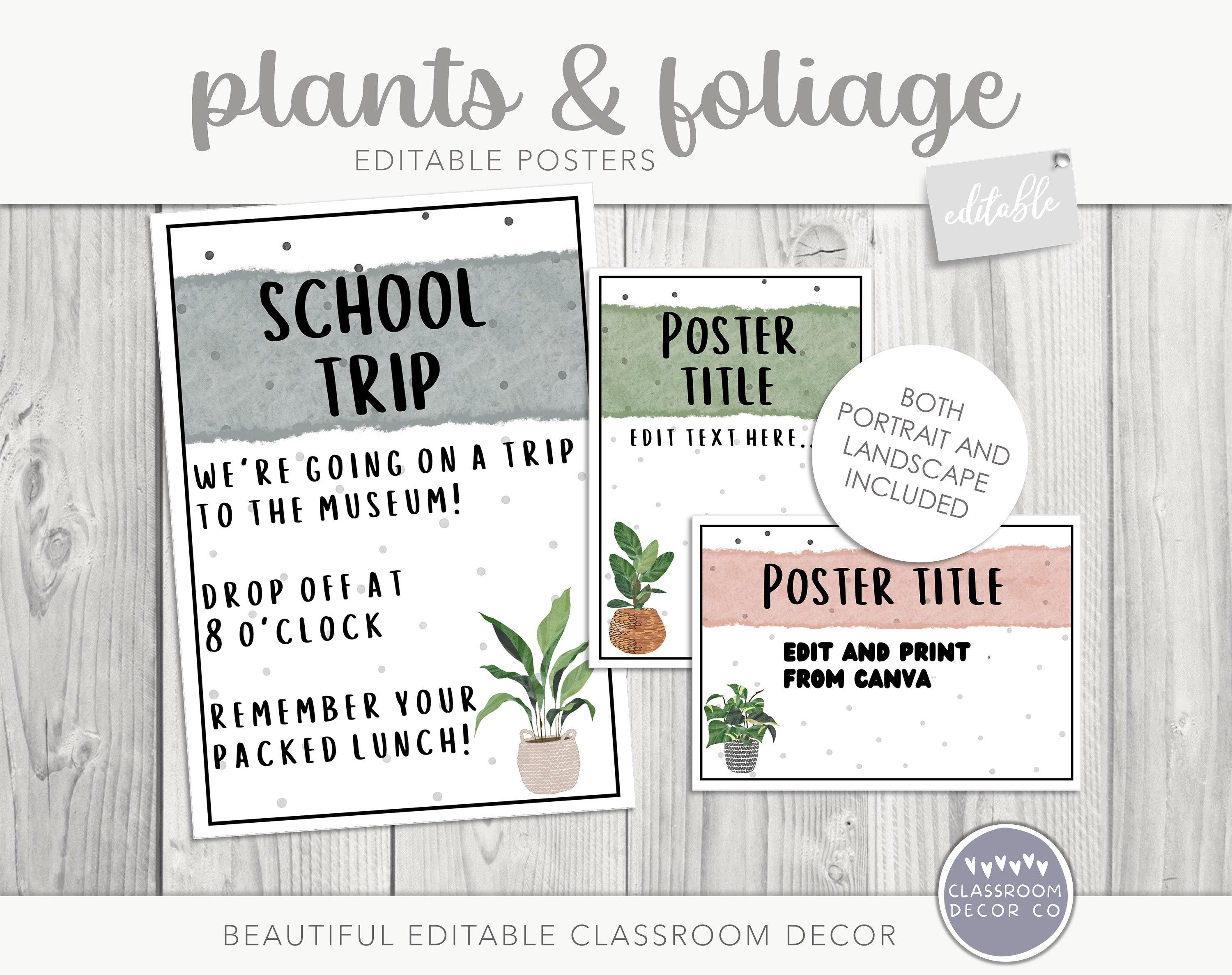 PLANTS & FOLIAGE Editable Classroom Posters Modern Plants - Etsy