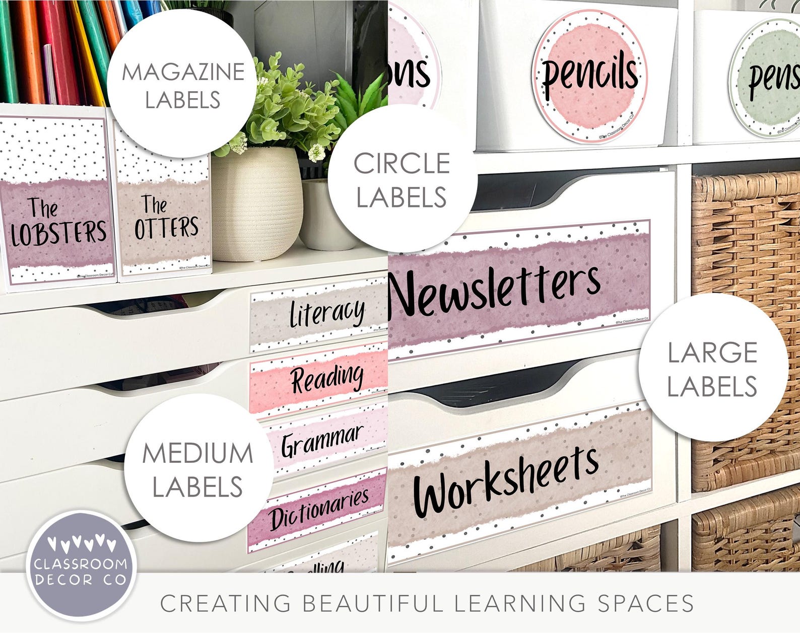 DOTTY BOHO Classroom Storage Label Bundle, Neutral Classroom Decor ...