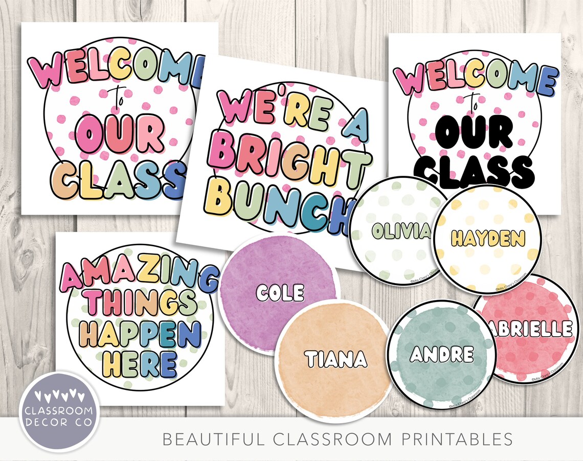 POLKA DOTS ‘BRIGHTS’ Classroom Door Display, Customizable Display ...