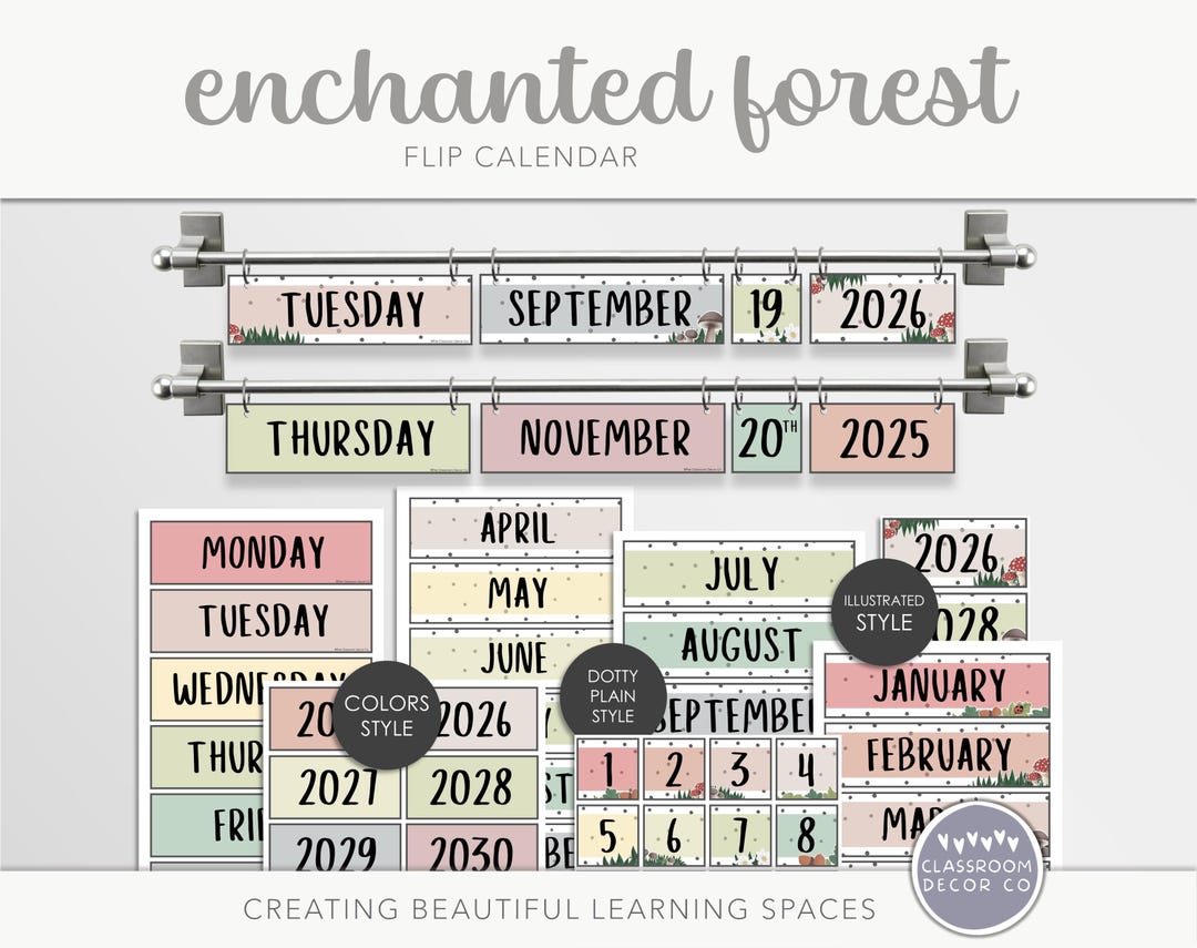 ENCHANTED FOREST Flip Calendar, Rustic Woodland Date Organizer ...