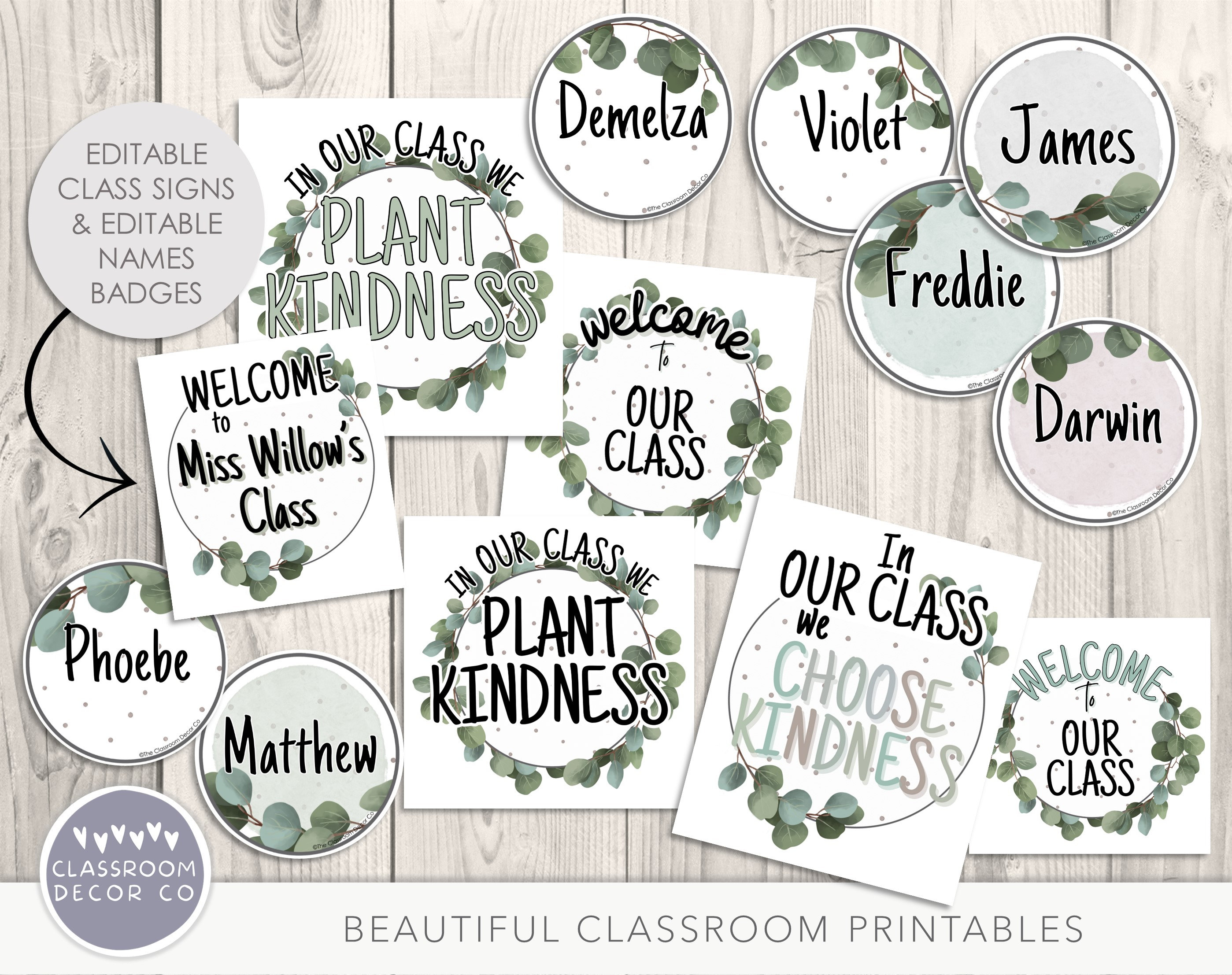 EUCALYPTUS Classroom Door Display Customizable Display - Etsy