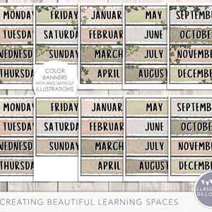 BOHO FARMHOUSE Days and Months Display, Days of the Week Display ...