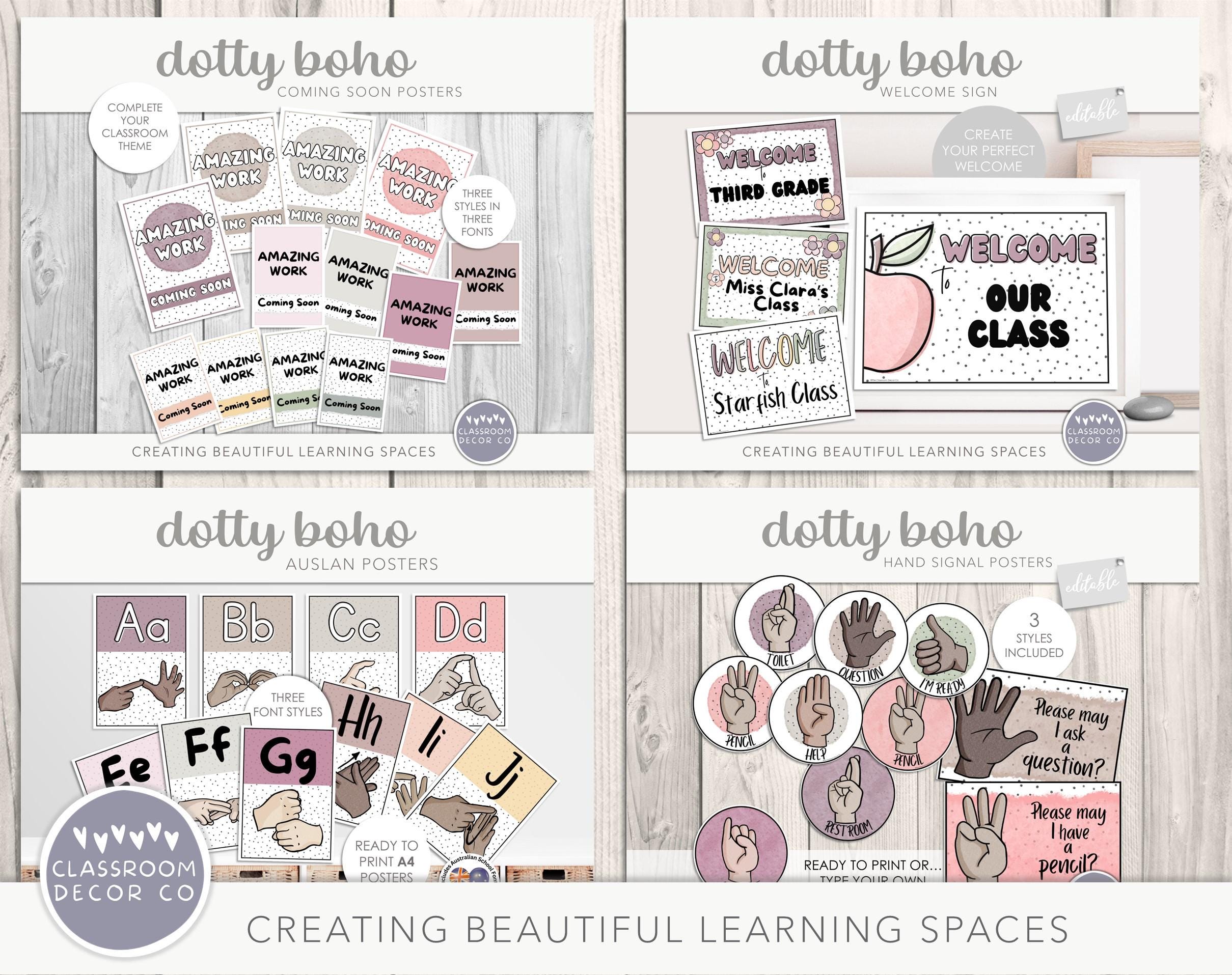 DOTTY BOHO Complete Classroom Display Label Bundle, Neutral Classroom ...