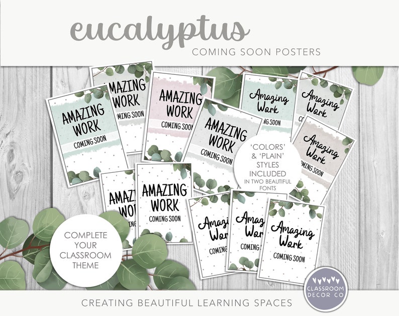 EUCALYPTUS Coming Soon Posters, Modern Plants Classroom Display Decor ...