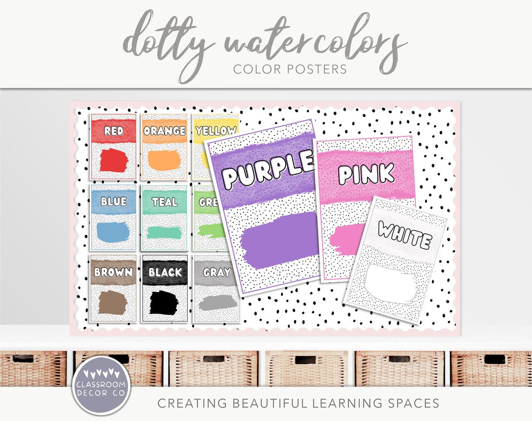 DOTTY WATERCOLOR Color Posters Colour Posters Classroom - Etsy