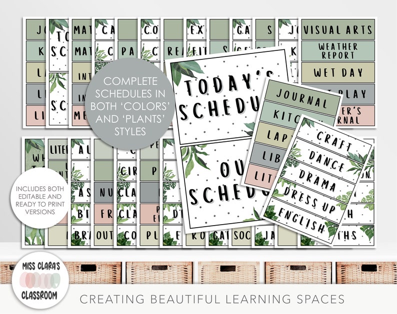 PLANTS & FOLIAGE Classroom Daily Schedule Classroom Timetable - Etsy
