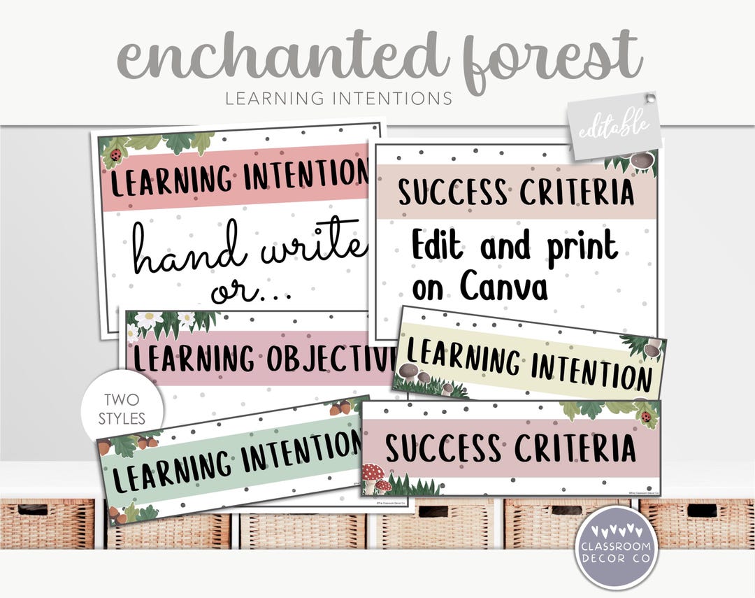 ENCHANTED FOREST Learning Intentions, Learning Objective Poster ...
