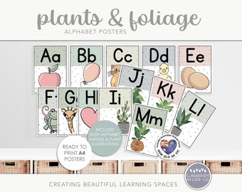 BOTANICAL Alphabet Posters | Modern Farmhouse Classroom Decor - Etsy