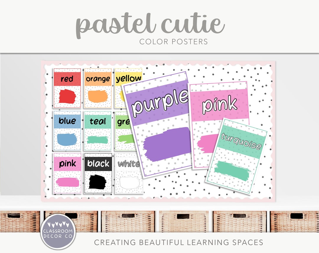 PASTEL CUTIE Color Posters, Classroom Printables, Pastel Classroom ...