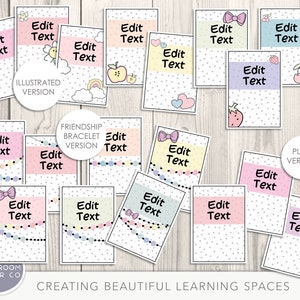 PASTEL CUTIE Binder Covers and Spines, Folder Filing Inserts, Classroom ...