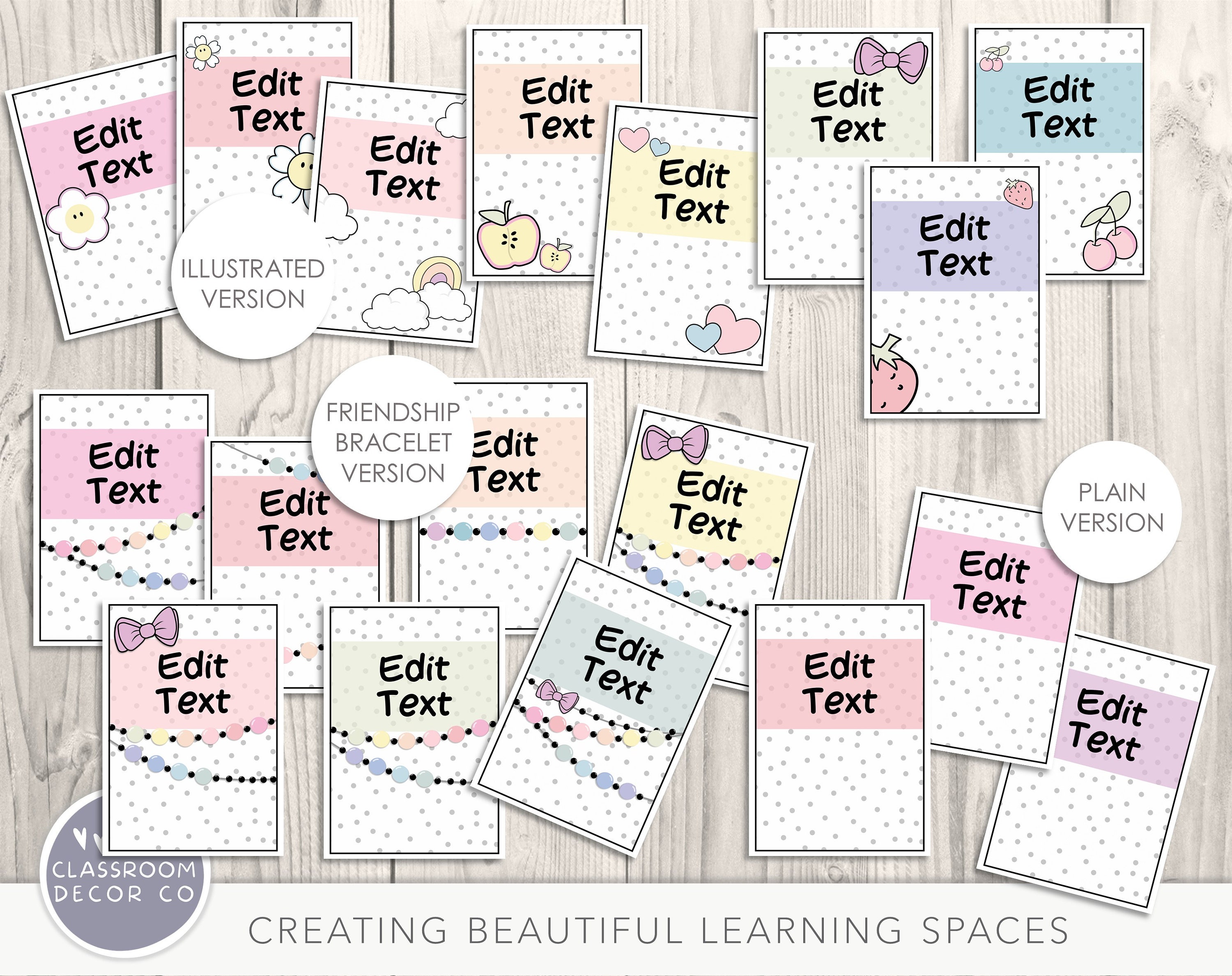 PASTEL CUTIE Binder Covers and Spines, Folder Filing Inserts, Classroom ...