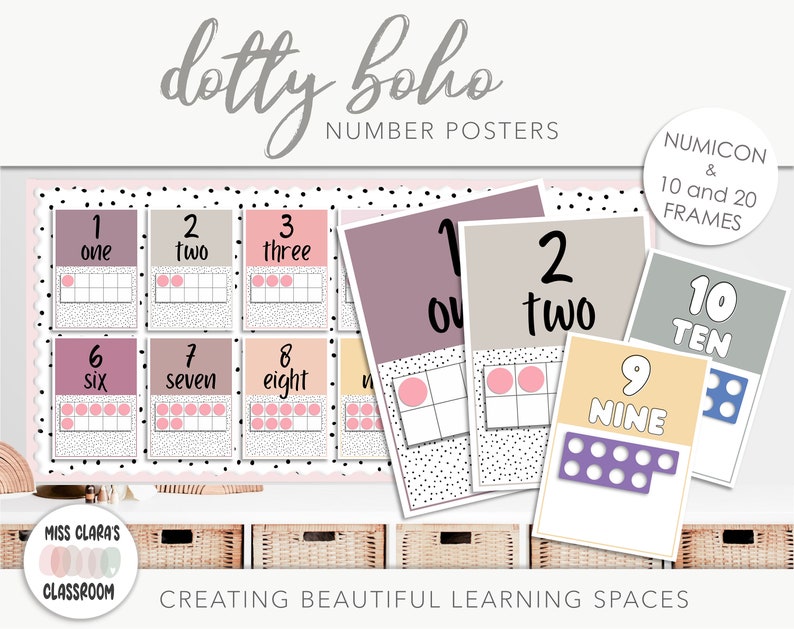 DOTTY BOHO Number Posters Tens Frames Number Posters Numicon - Etsy