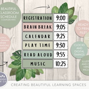 PLANTS & FOLIAGE Classroom Daily Schedule, Classroom Timetable Display ...