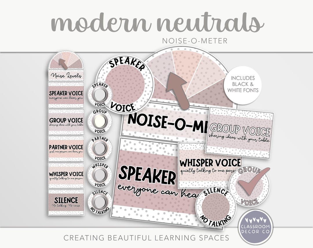 MODERN NEUTRALS Noise-o-meter, Voice Level Display, Noise Level Display, Classroom Behavior ...