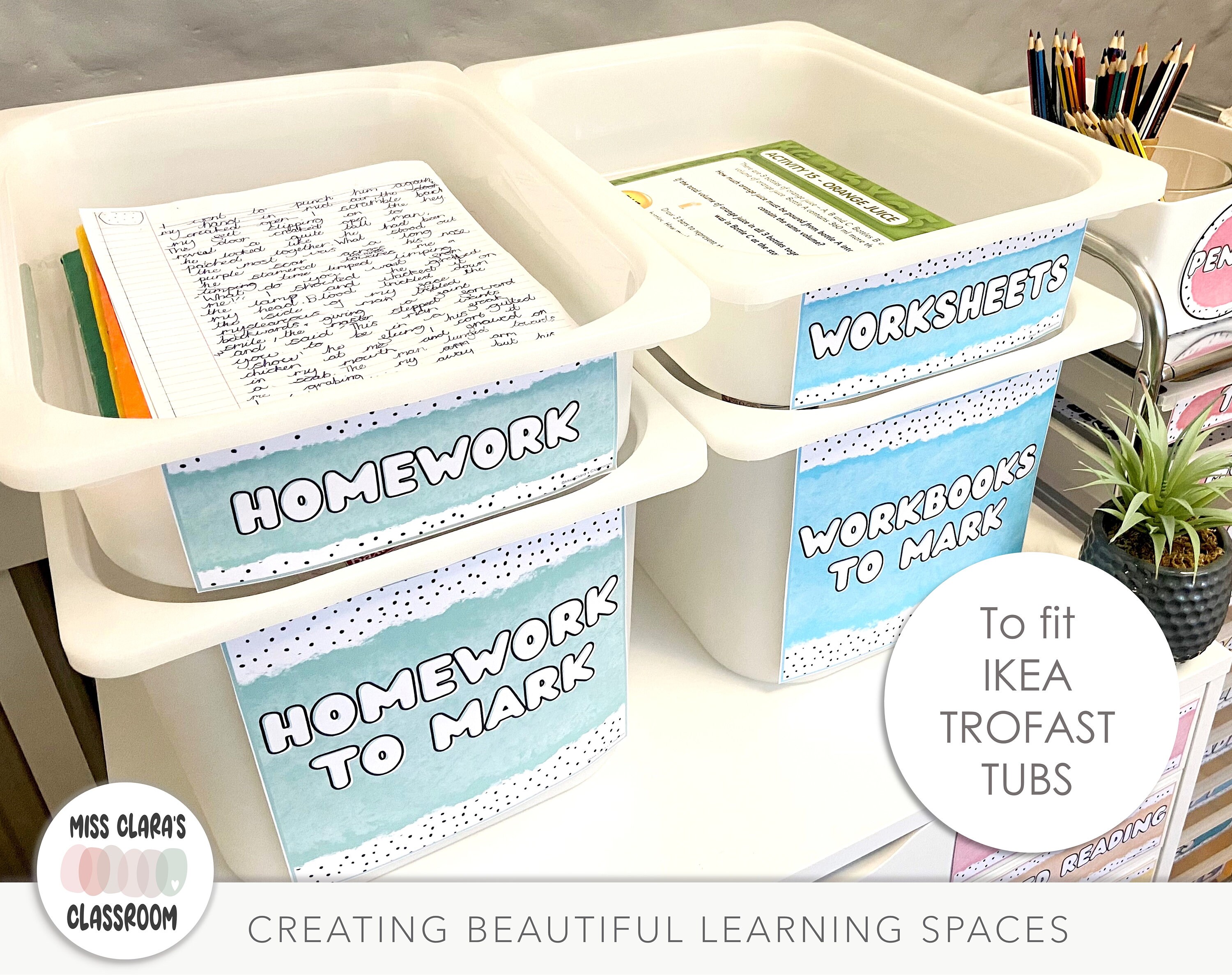 DOTTY WATERCOLOR Storage Label Bundle, Editable, Bright Rainbow ...