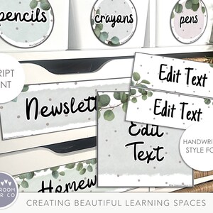 EUCALYPTUS Storage Label Bundle, Classroom Organization Labels, Modern ...