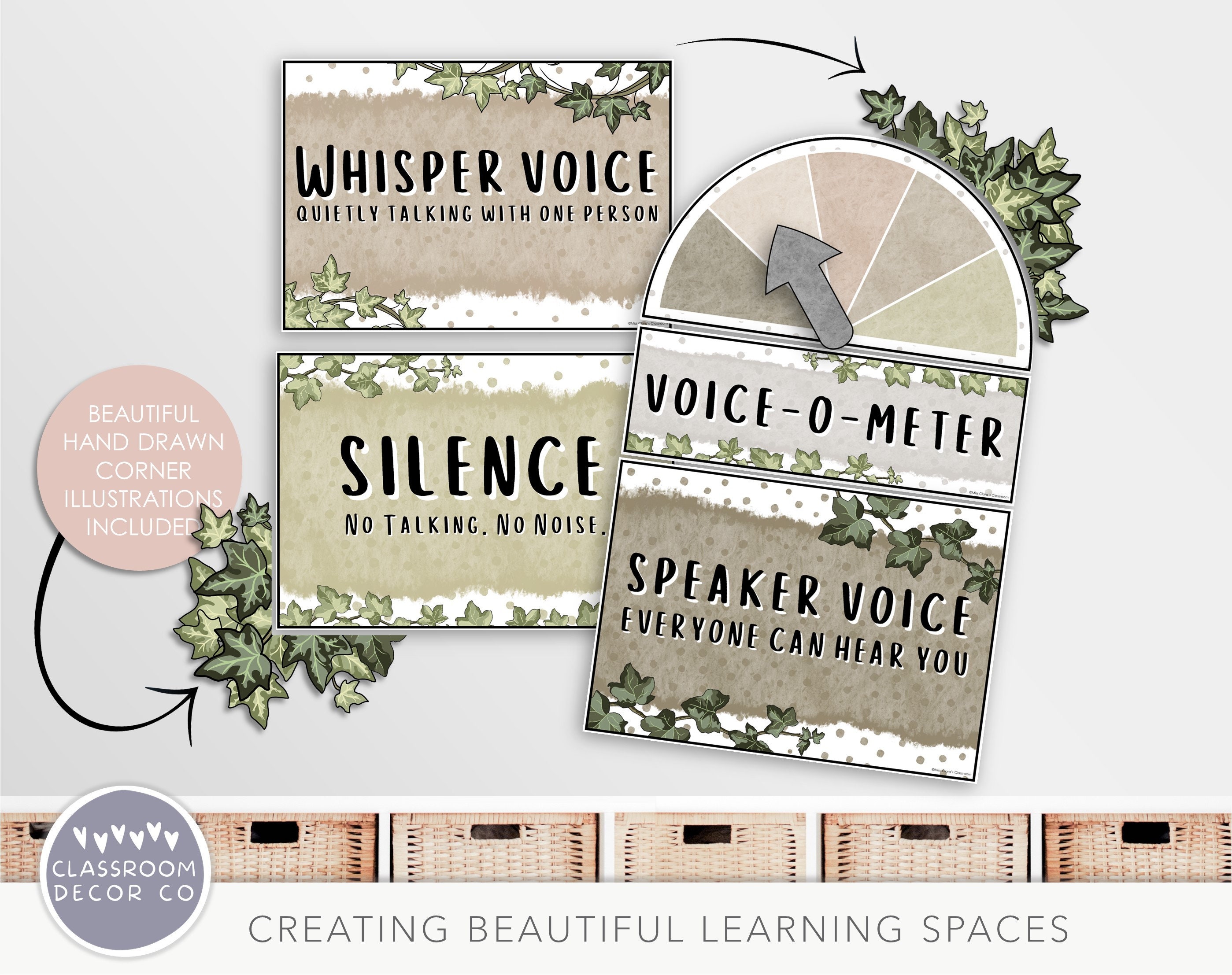 BOHO FARMHOUSE Noise-o-meter, Voice Level Display, Noise Level Display, Classroom Behavior ...