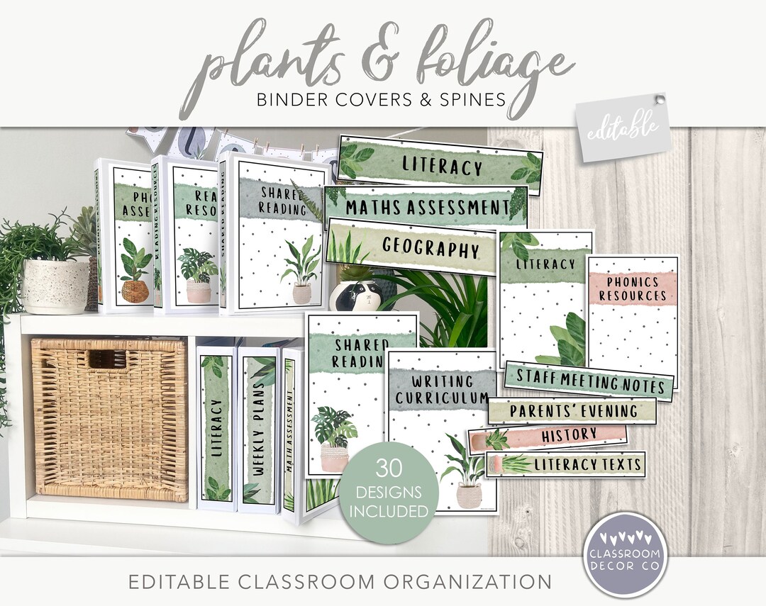 PLANTS & FOLIAGE Binder Covers and Spines Classroom - Etsy