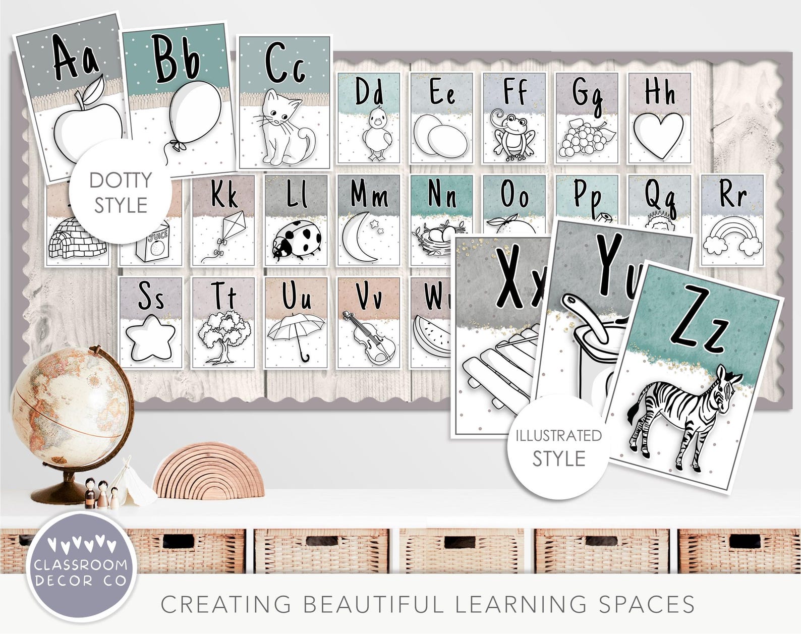 BEACHY BOHO Alphabet Posters, Classroom Letters Display, Letter ...