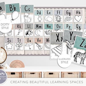BEACHY BOHO Alphabet Posters, Classroom Letters Display, Letter ...