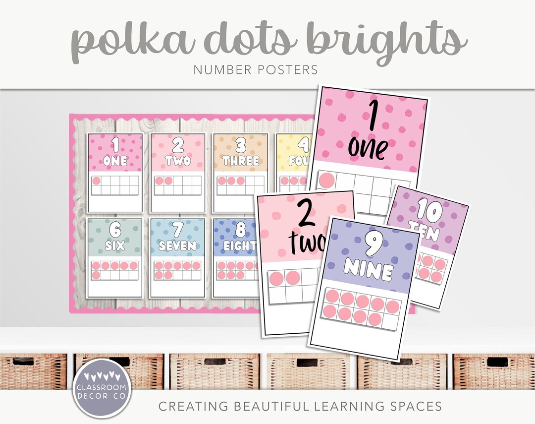 POLKA DOTS ‘BRIGHTS’ Number Posters, Tens Frames Number Posters ...