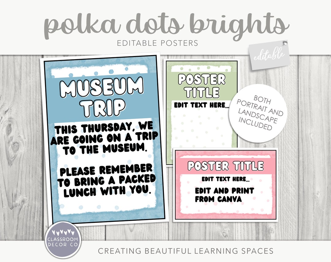 POLKA DOTS ‘BRIGHTS’ Editable Classroom Posters, Modern Rainbow ...