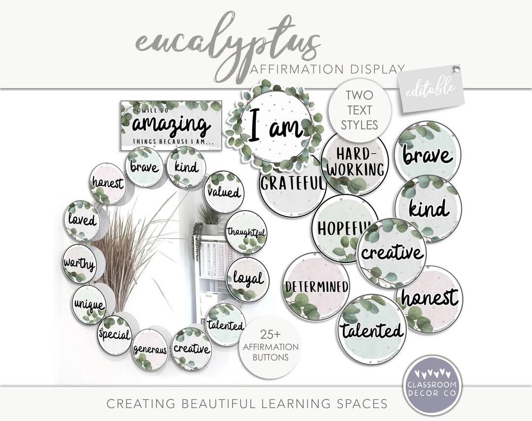 EUCALYPTUS Affirmation Display Self Esteem Classroom Display - Etsy