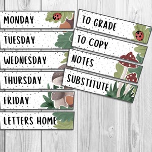 ENCHANTED FOREST Teacher Trolley Labels, 10 Drawer Rolling Cart, Rustic ...