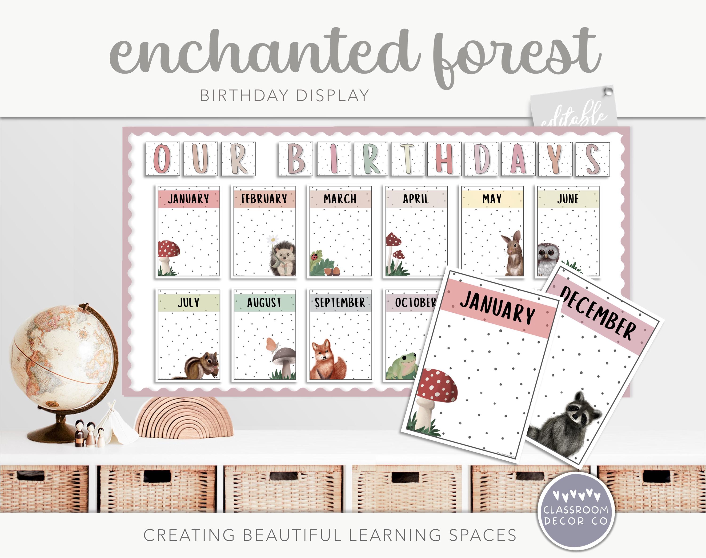 ENCHANTED FOREST Birthday Display, Celebration Classroom Display ...