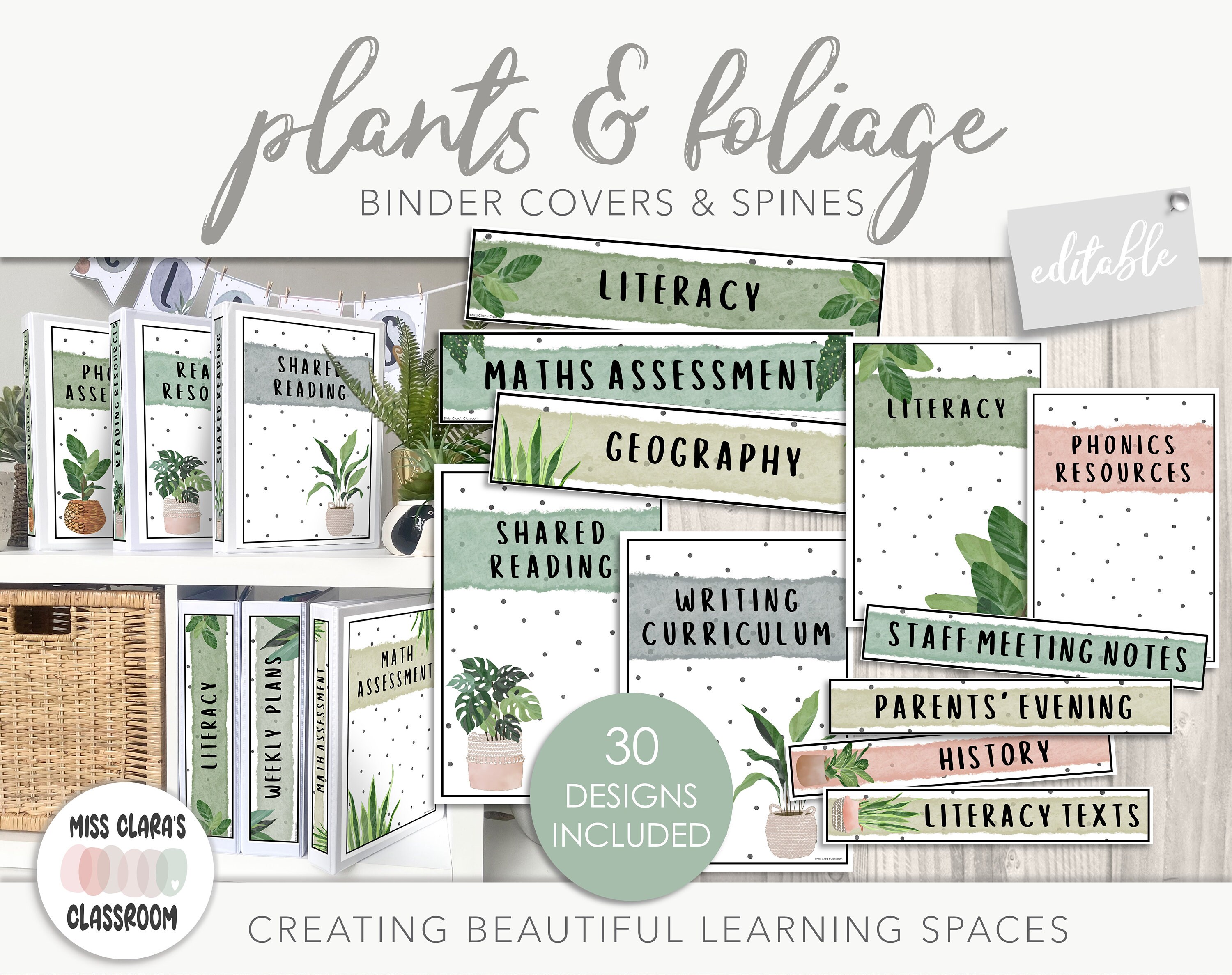 PLANTS & FOLIAGE Binder Covers and Spines Classroom - Etsy Canada