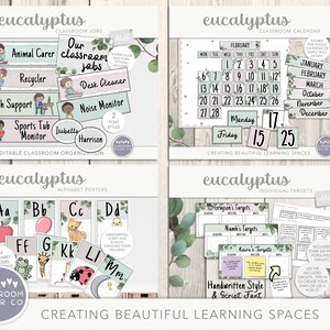 EUCALYPTUS Complete Classroom Display Bundle, Customizable Display ...