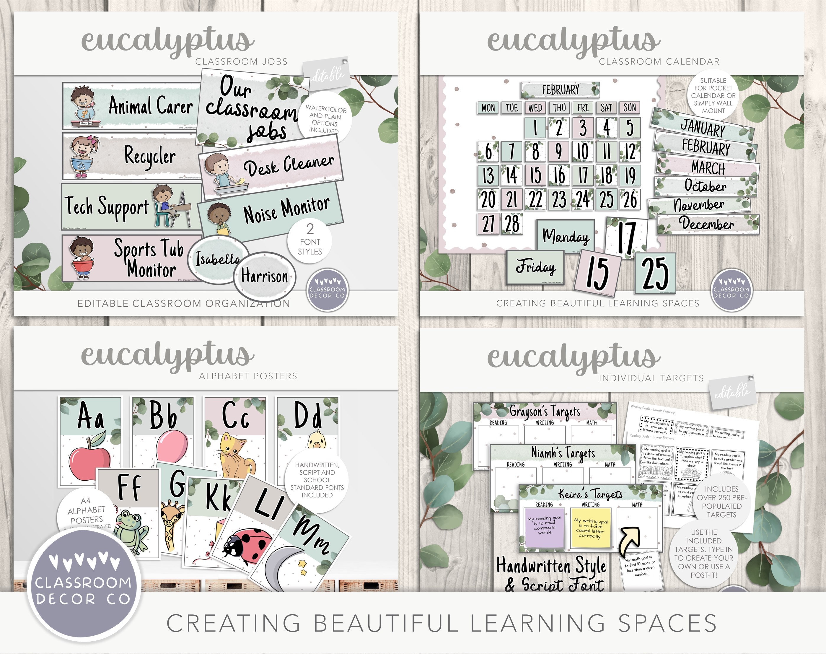 EUCALYPTUS Complete Classroom Display Bundle | Editable Digital ...