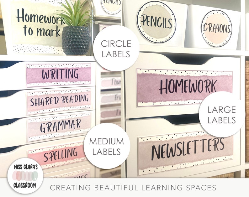 DOTTY BOHO Classroom Storage Label Bundle Neutral Classroom - Etsy