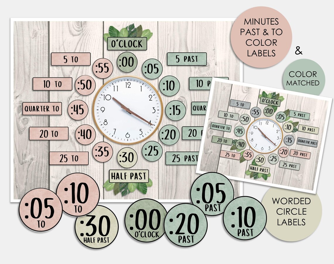 PLANTS & FOLIAGE Clock Numbers, Clock Printables, Classroom Printables ...