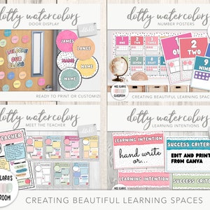 DOTTY WATERCOLOR Complete Bundle, Classroom Labels, Custom Classroom ...