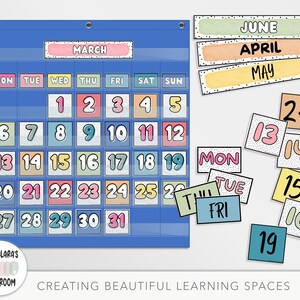 DOTTY WATERCOLOR Classroom Calendar Bright Rainbow Classroom - Etsy