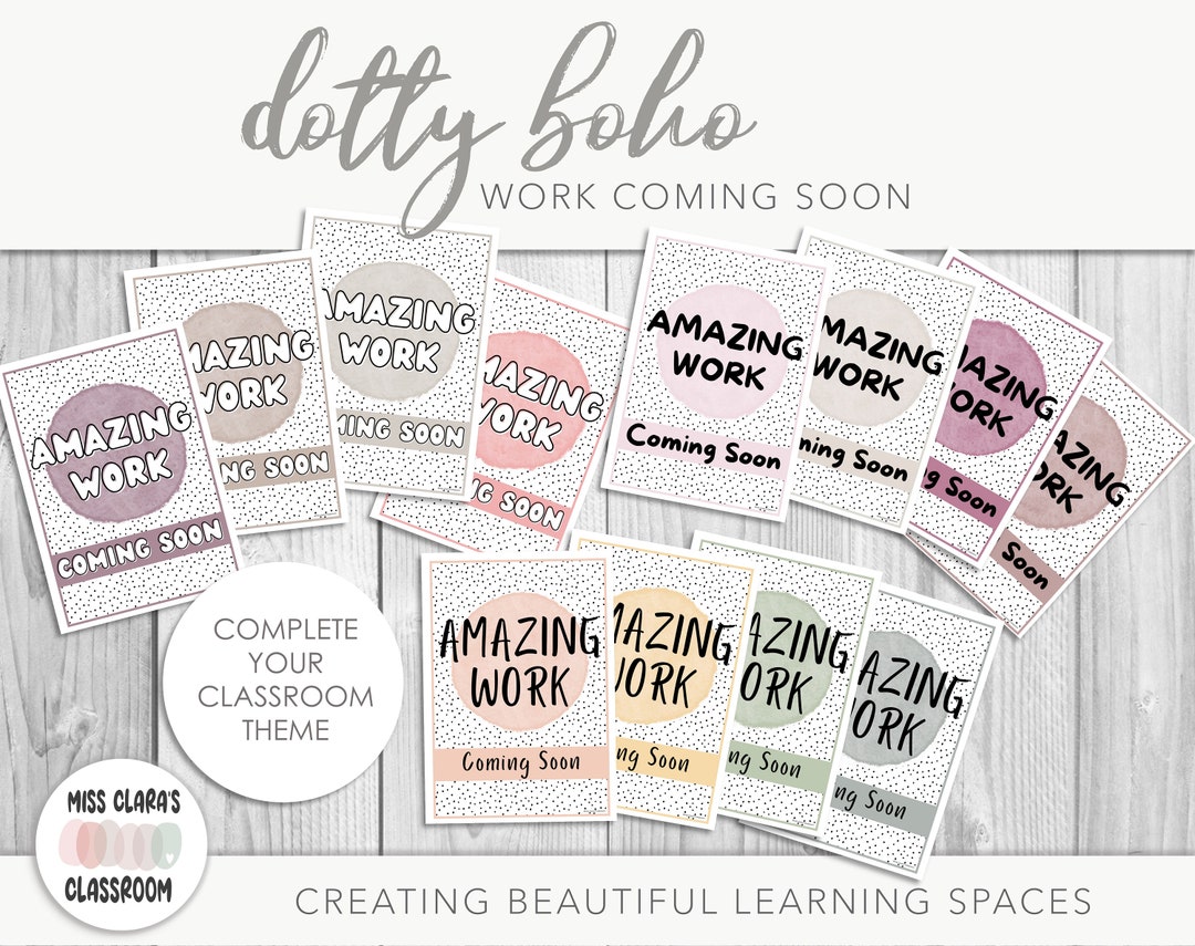 DOTTY BOHO Coming Soon Posters Modern Spotty Classroom - Etsy