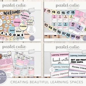 PASTEL CUTIE Complete Classroom Display Bundle, Customizable Display ...