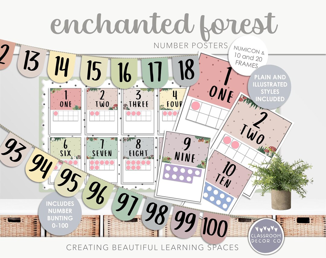 ENCHANTED FOREST Number Posters, Tens Frames Number Posters, Numicon ...