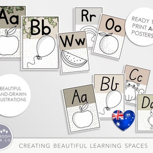 BOHO FARMHOUSE Alphabet Posters, Classroom Letters Display, Letter ...