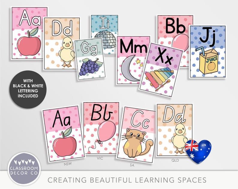 POLKA DOTS ‘BRIGHTS’ Alphabet Posters, Classroom Letters Display ...